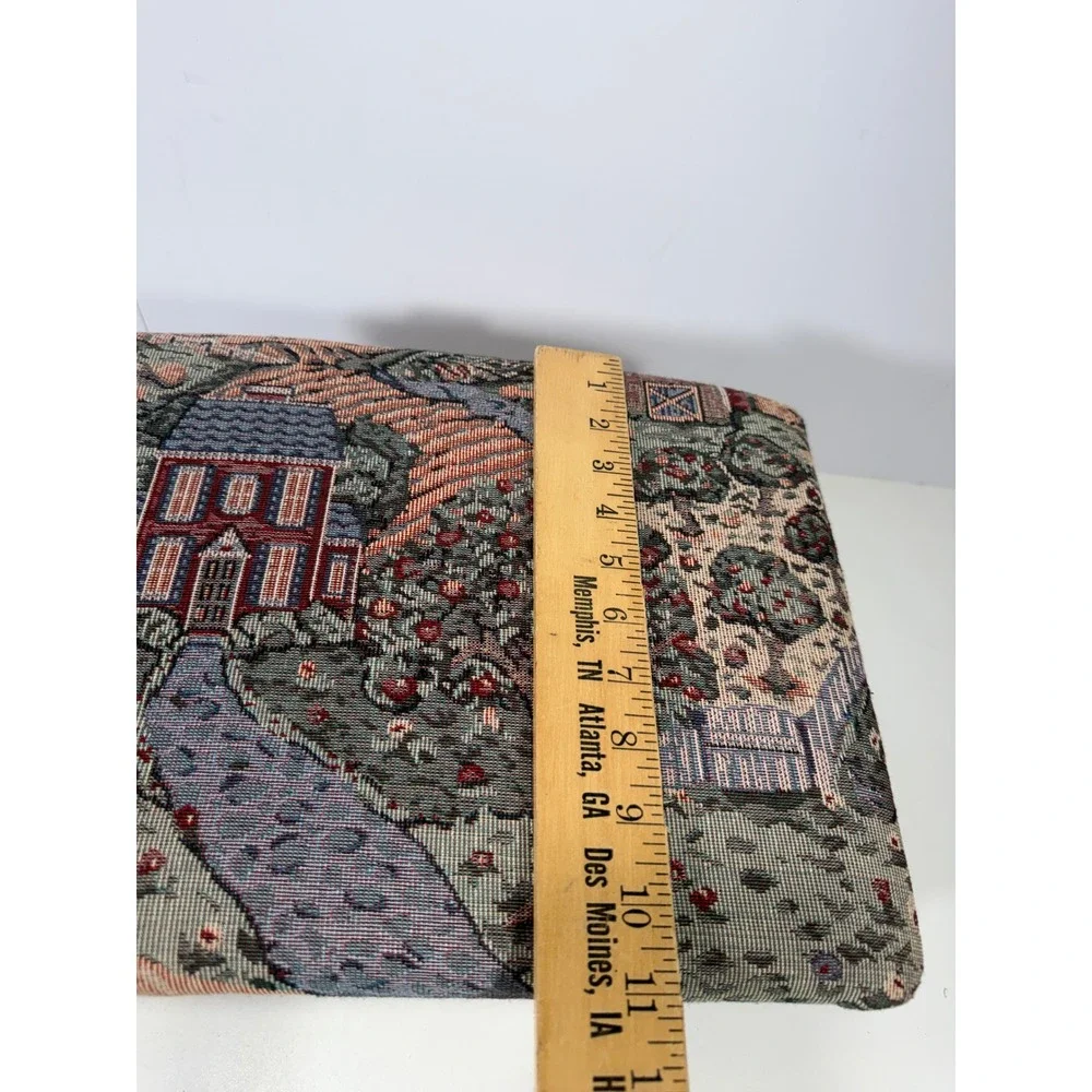 Accents | Vintage Tapestry Storage Footstool Wood Legs Country House ...